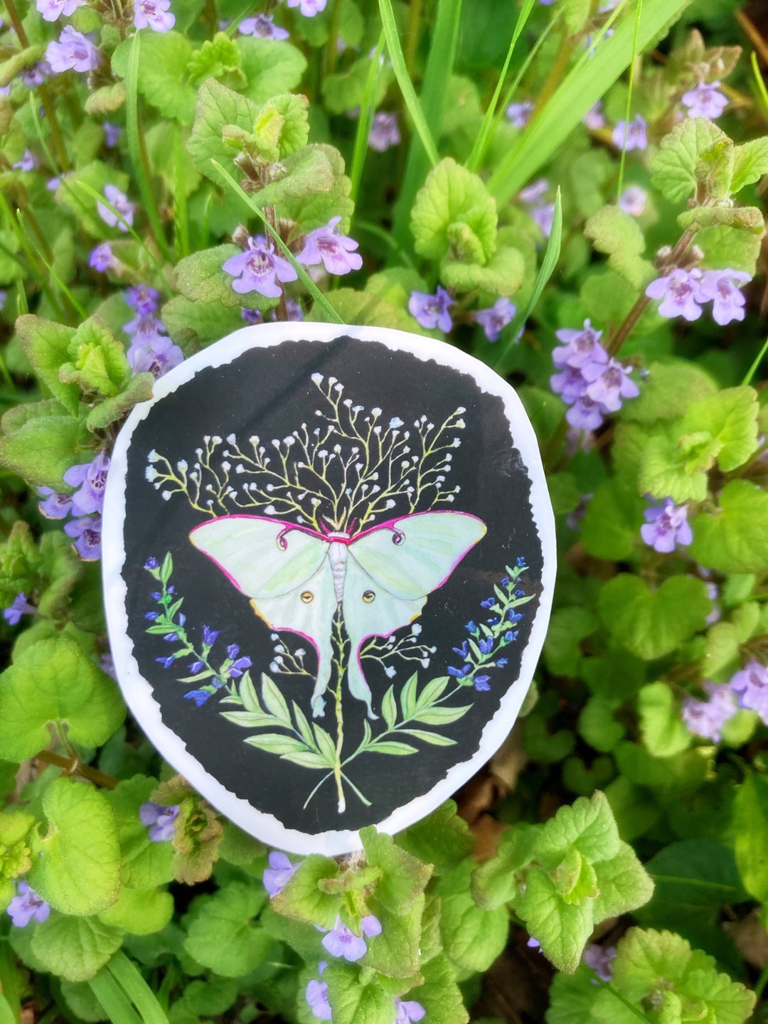 Luna Moth Stickers, Vinyl Decal, Water Proof Sticker, Moth Art, Witch ...
