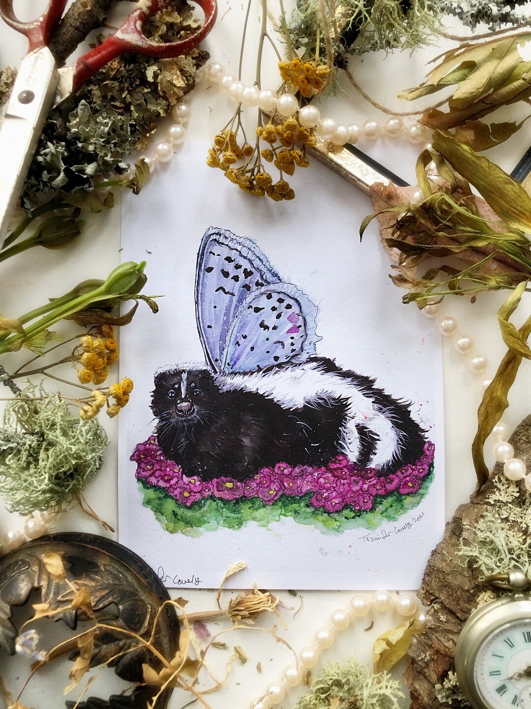 Fairy Skunk, Art Prints, Skunk Watercolor, Fairy Art, Butterfly ...