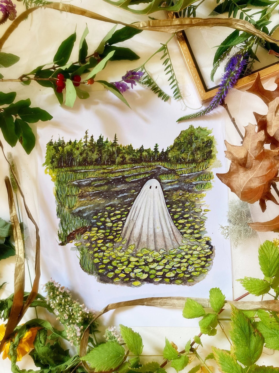 Haunted Lake, Art Prints, Ghost Art, Halloween Art, Forest Art ...