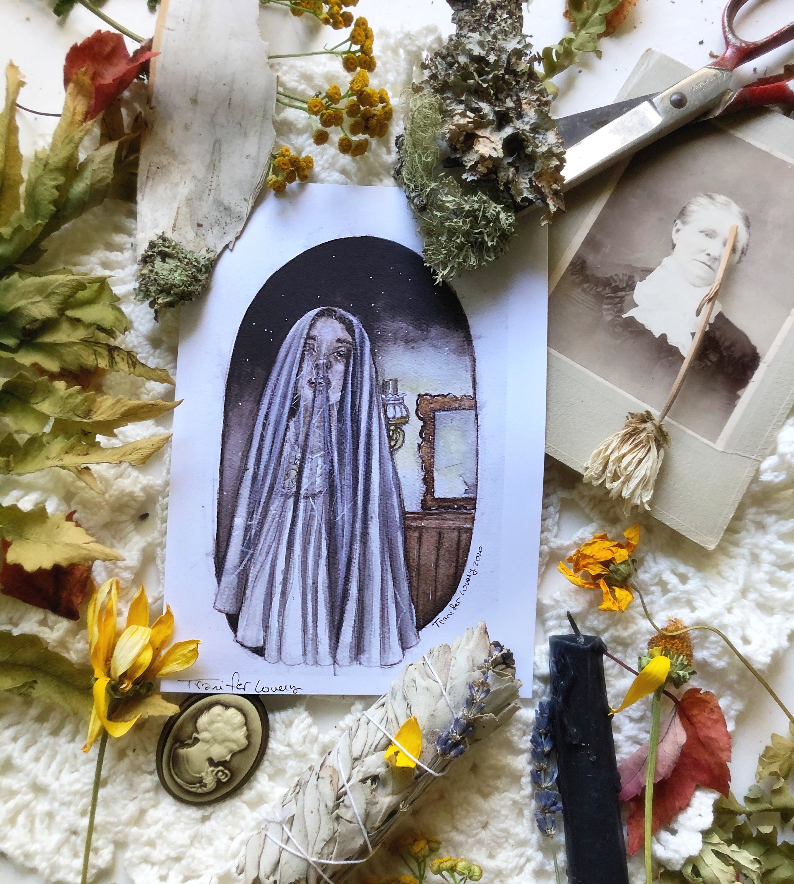 Victorian Ghost Art Prints Witch Art Watercolor Painting | Etsy
