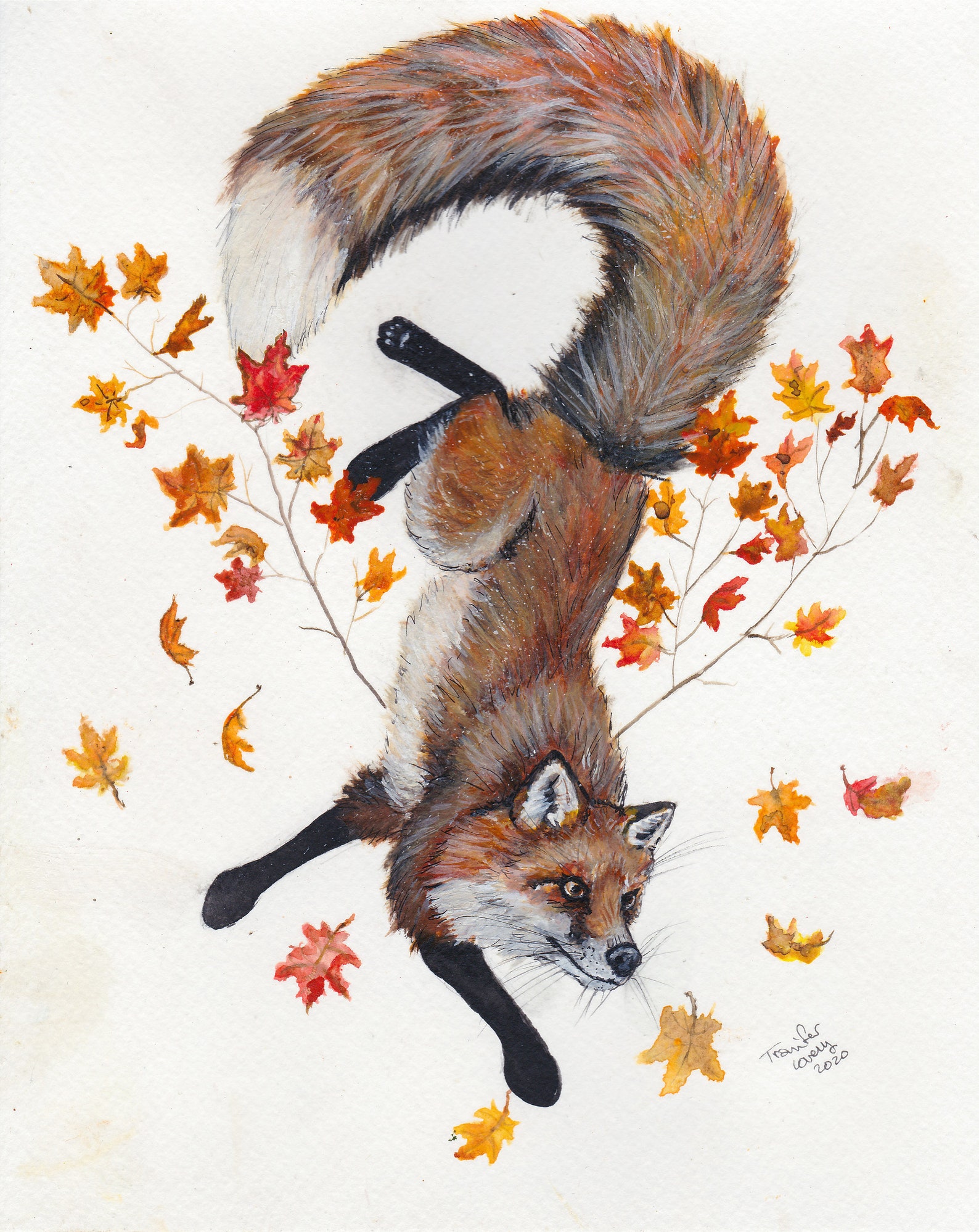 Autumn Fox, Art Prints, Fox Art , Watercolor Painting, Red Fox Art ...