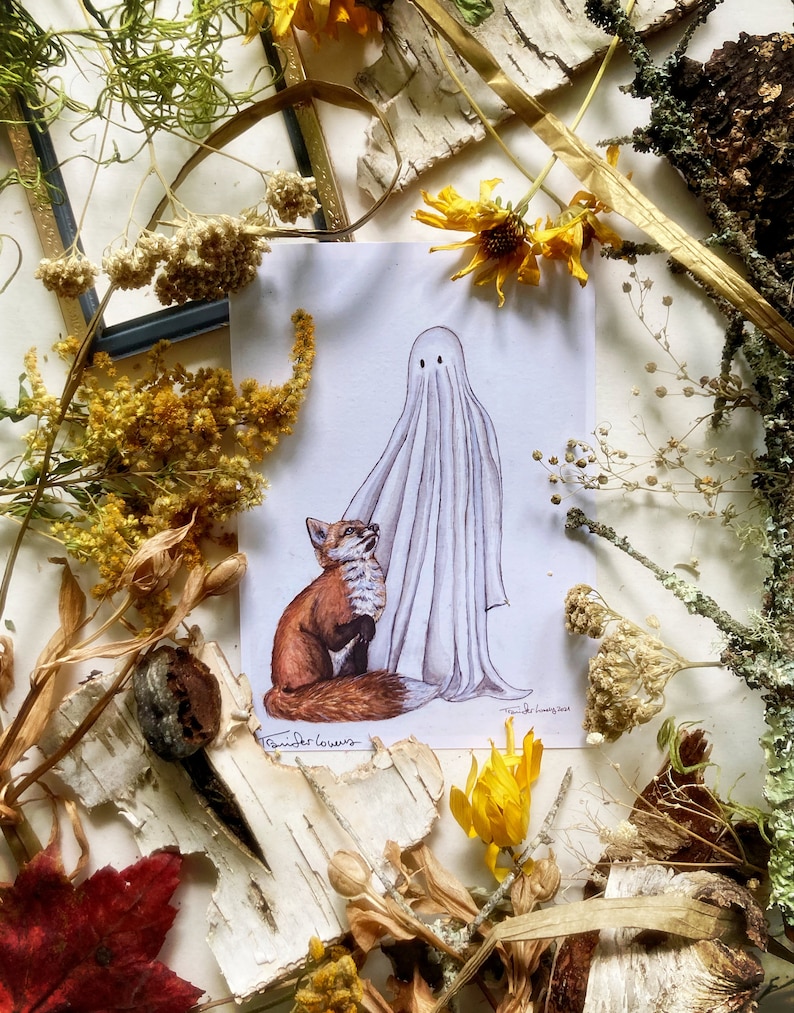 Fox and Ghost Art Prints Halloween Art Ghost Art Fox Art - Etsy