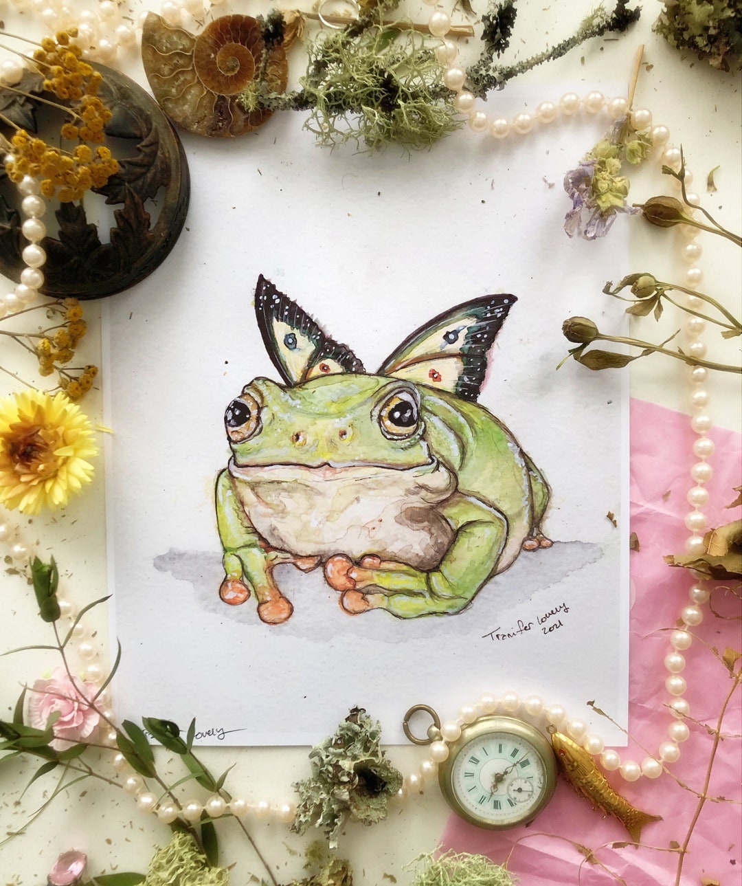 Fairy Frog, Art Prints, Frog Art, Green Frog Gifts, Witch Home Decor ...