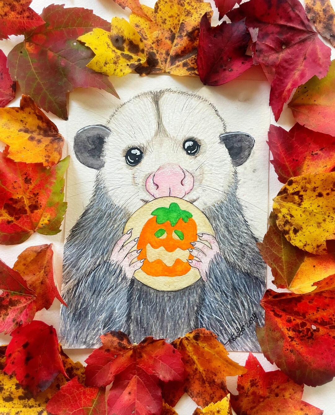 Cookie Possum, Watercolor Painting, Halloween Art, Woodland Critters ...