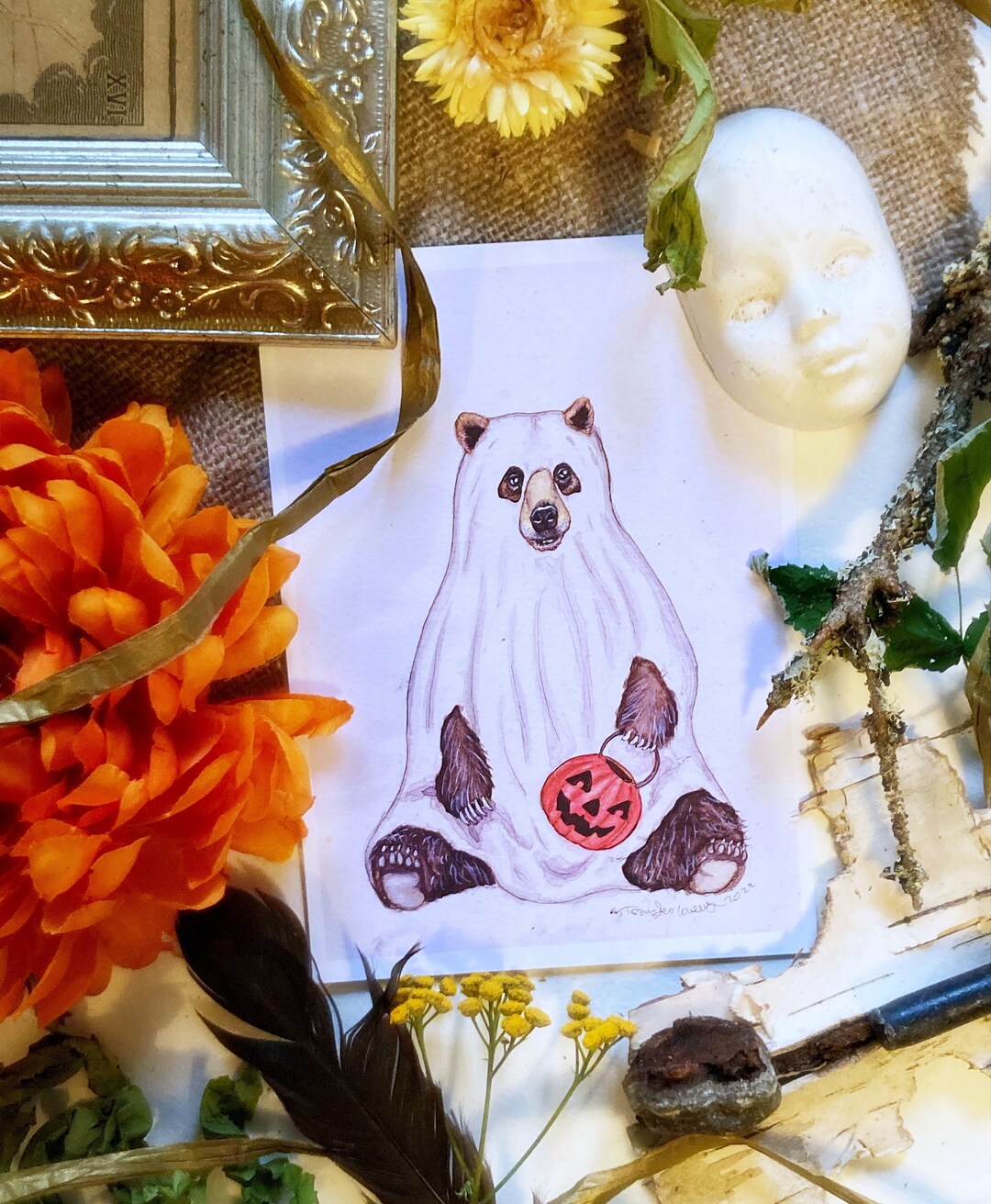 Ghost Bear, Art Prints, Bear Art, Halloween Art, Watercolor Painting ...