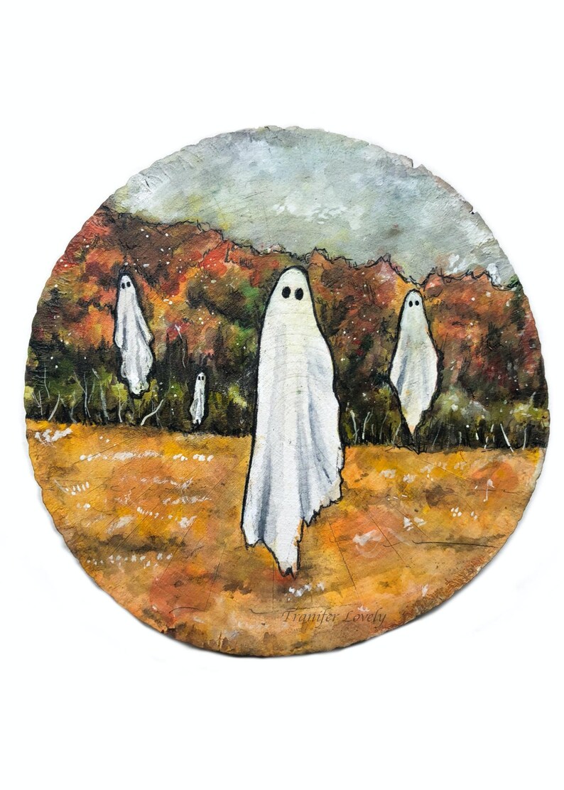 Autumn Ghosts Art Prints Watercolor Painting Ghost Art | Etsy