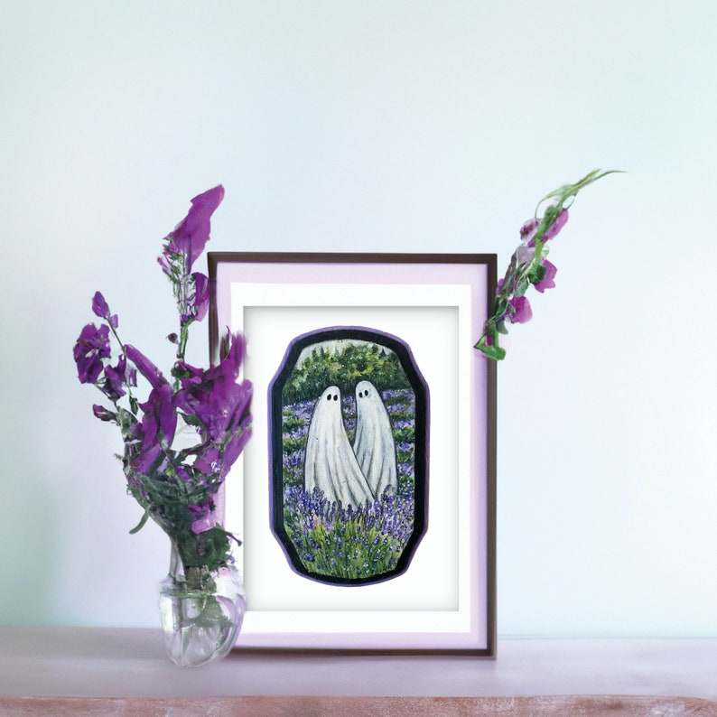 Love Ghosts, Art Prints, Watercolor Painting, Lavender Painting, Ghost ...