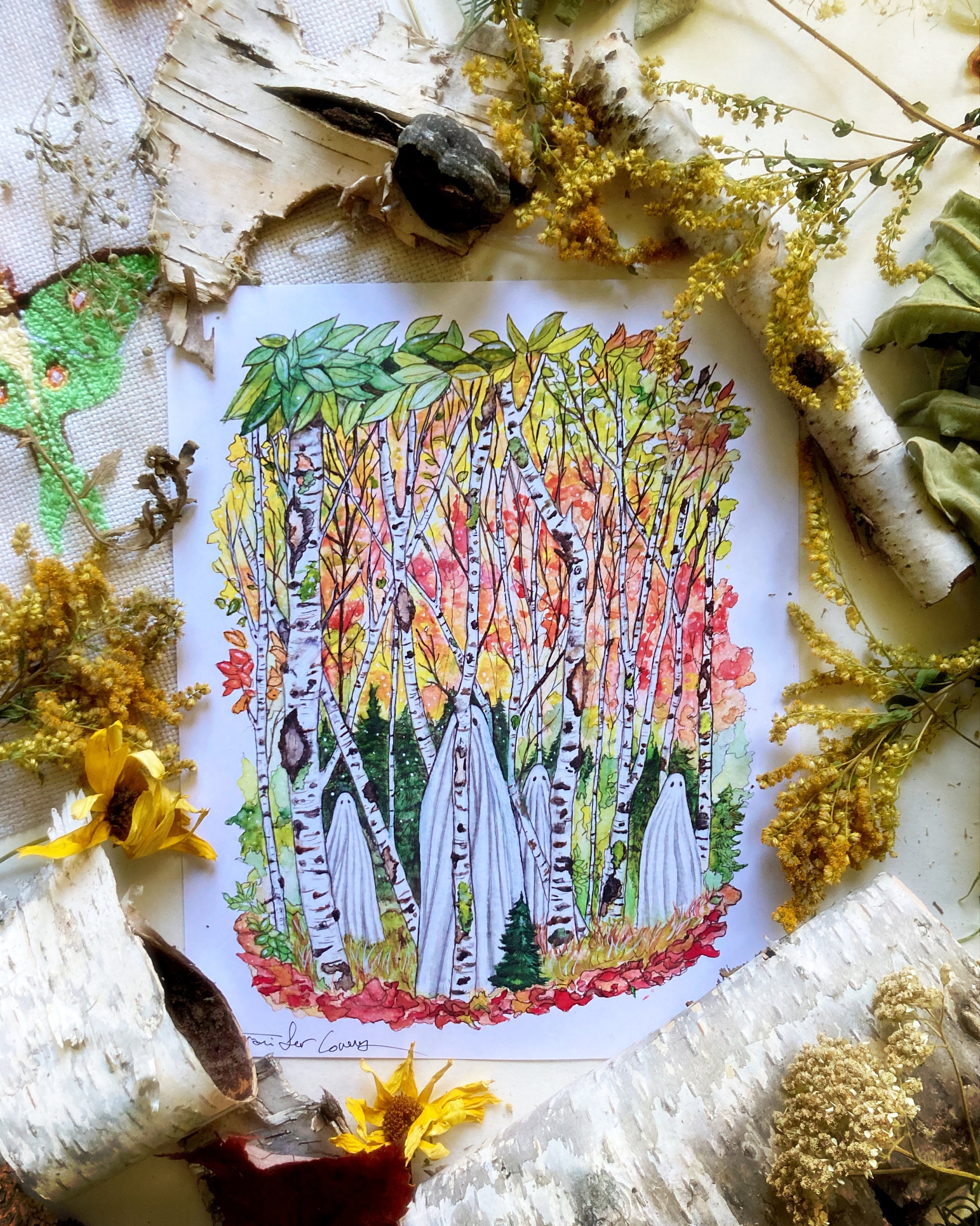 Haunted Forest Art Prints Halloween Art Ghost Art Forest | Etsy