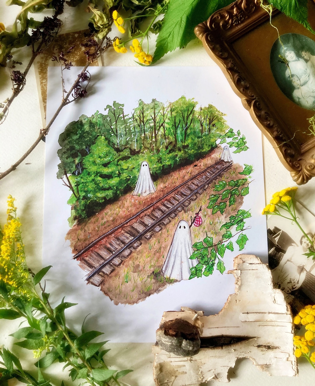 Haunted Railroad, Art Prints, Halloween Art, Ghost Art, Forest Art ...