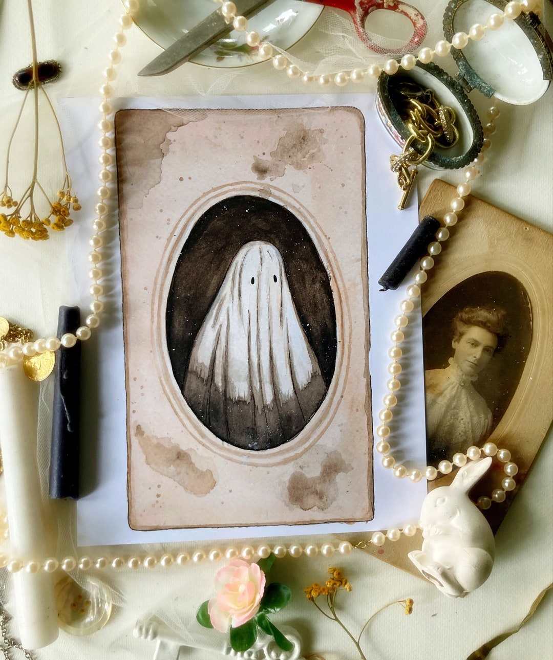 Victorian Ghost, Art Prints, Cabinet Card, Watercolor Art, Ghost Art ...