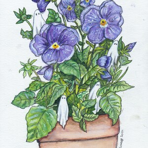 Haunted Flowers, Art Prints, Floral Art, Ghost Art, Garden Art ...