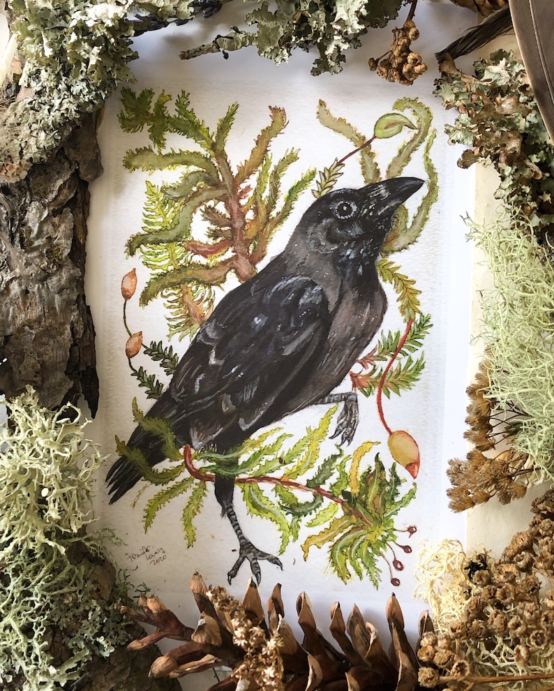 Crow Print, Crow Painting, Crow Art, Raven Art, Raven Painting, Bird ...