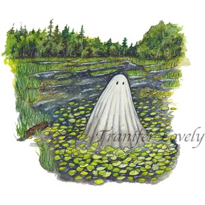 Haunted Lake, Art Prints, Ghost Art, Halloween Art, Forest Art ...