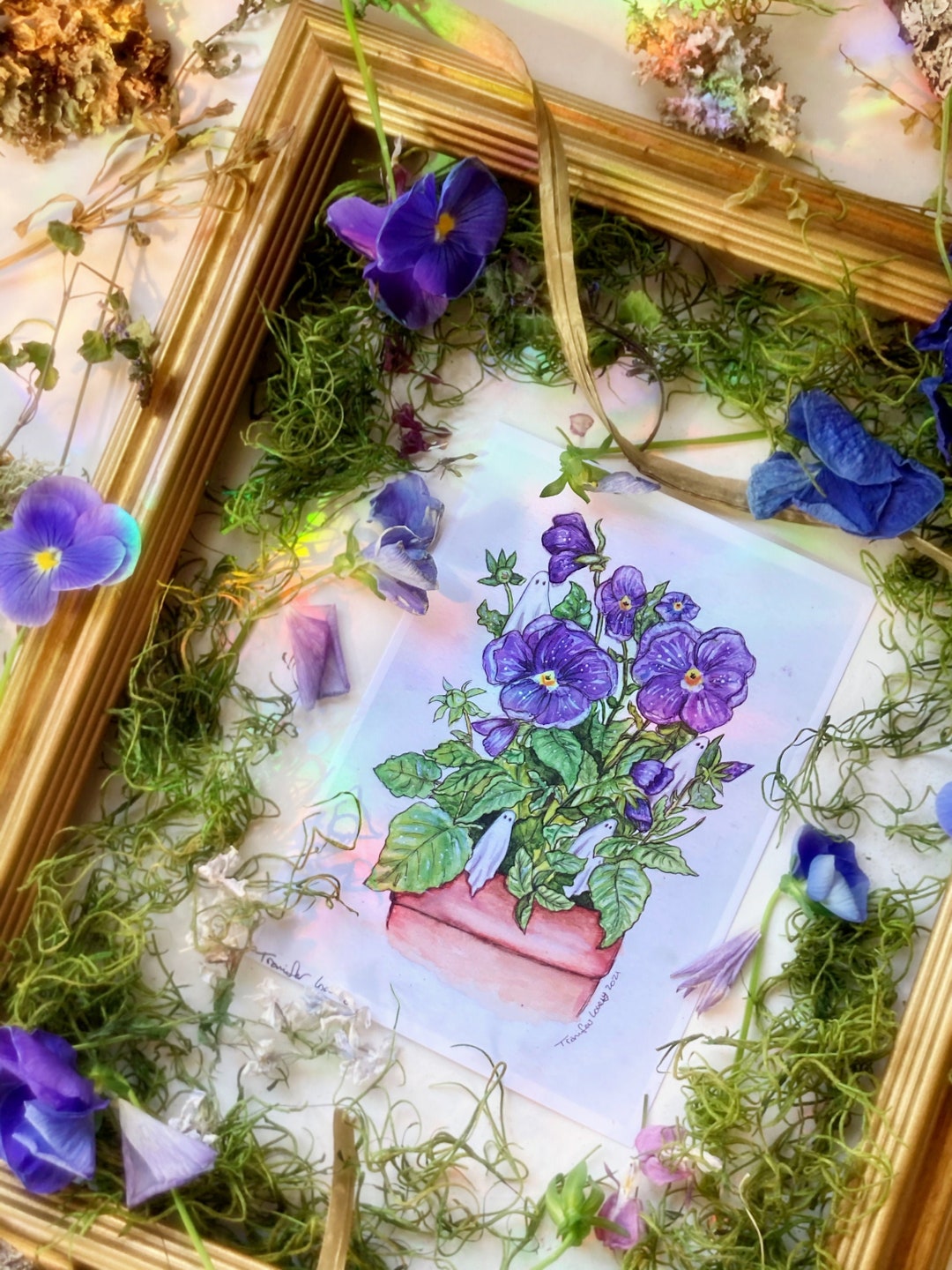 Haunted Flowers Art Prints Floral Art Ghost Art Garden - Etsy Norway