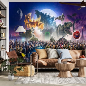 Movie Collage Wall Mural, Classic Movies Wall Art Peel and Stick ...