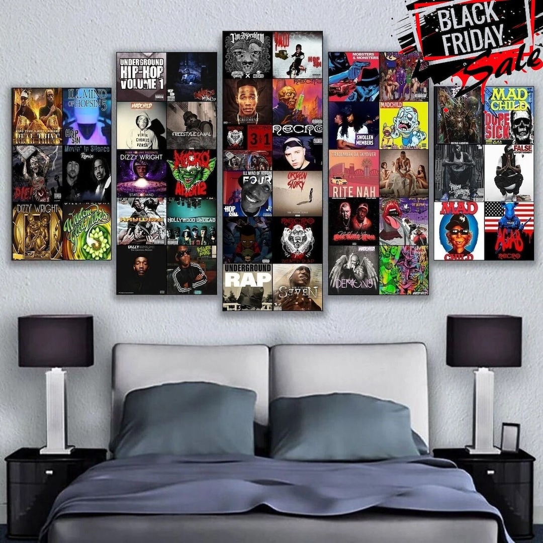 Hip Hop Canvas Framed Rap Wall Art Album Collage Customized Etsy