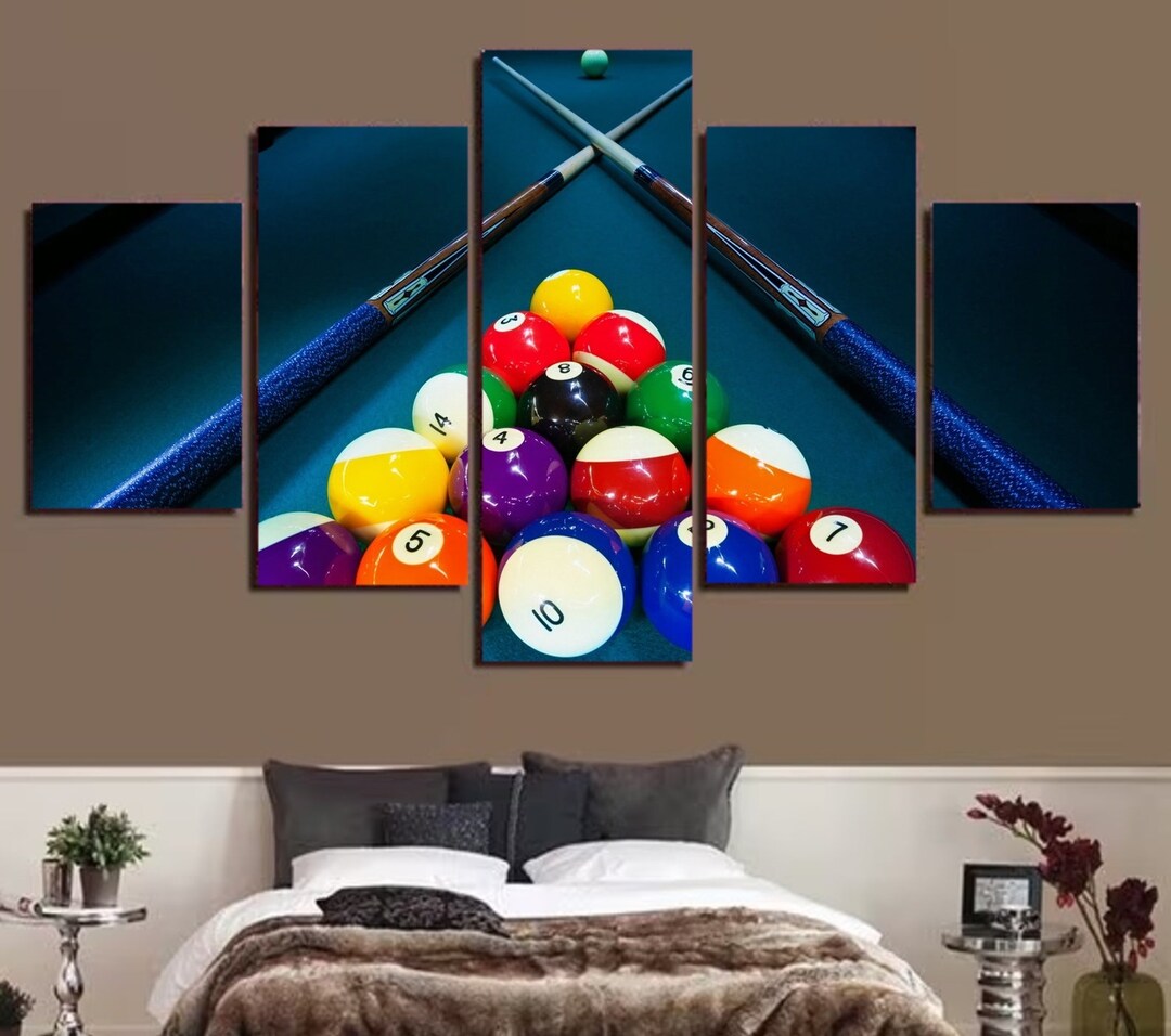 Pool Table Canvas Framed Art / Billiards Wall Art Decor / Man Cave Gift ...