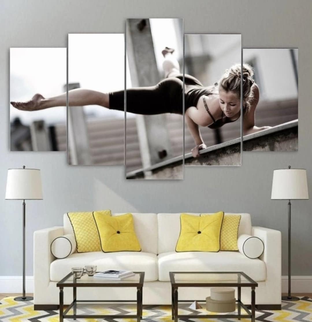 Fitness Wall Art Framed Workout Gym Home Decor Woman Sexy Canvas Yoga ...
