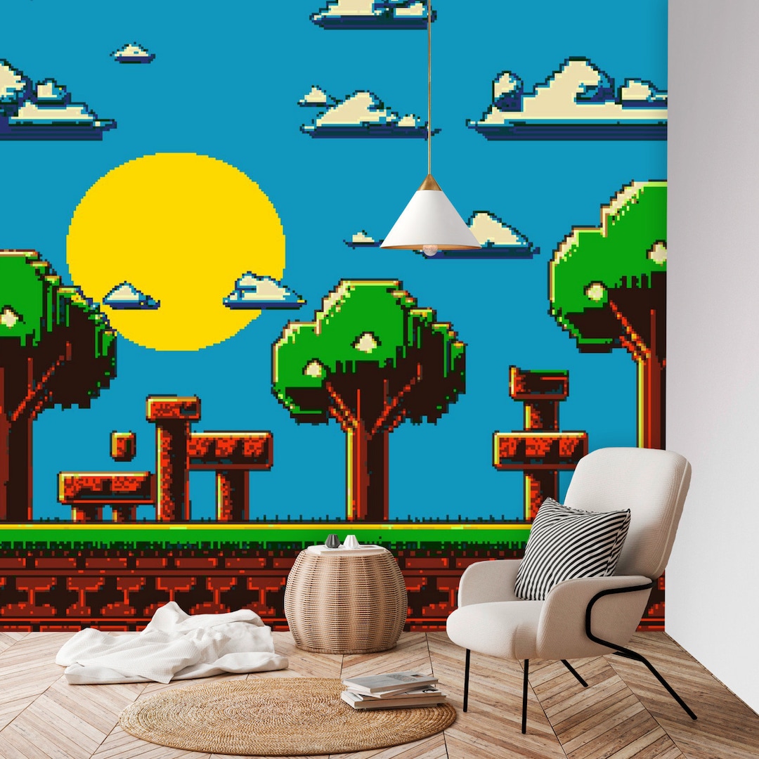 Nintendo Wall Mural Classic Gamer Wallpaper, Peel Stick Kids Room Video ...