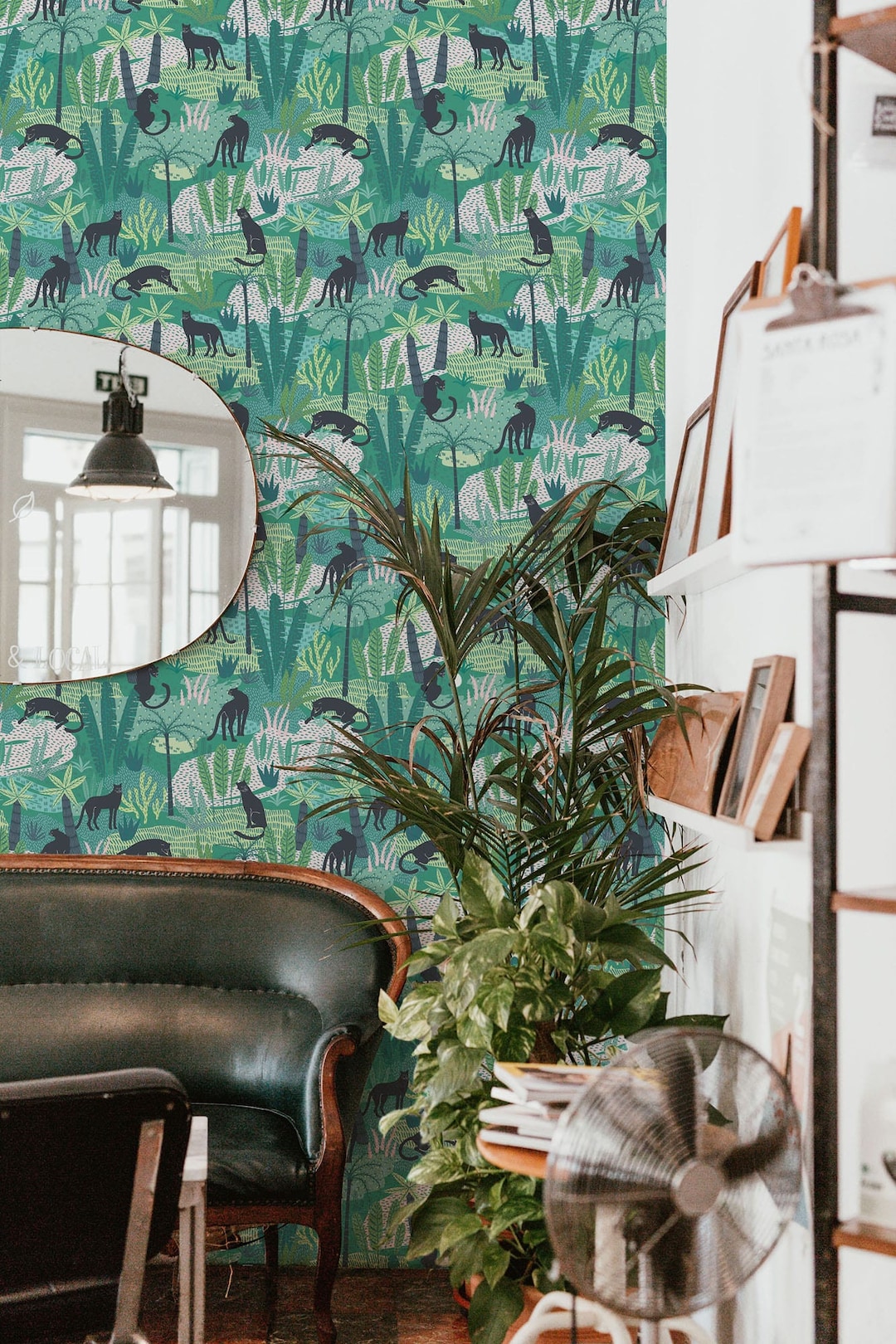 Green Tropical Cat Wallpaper for Home Modern Peel and Stick - Etsy