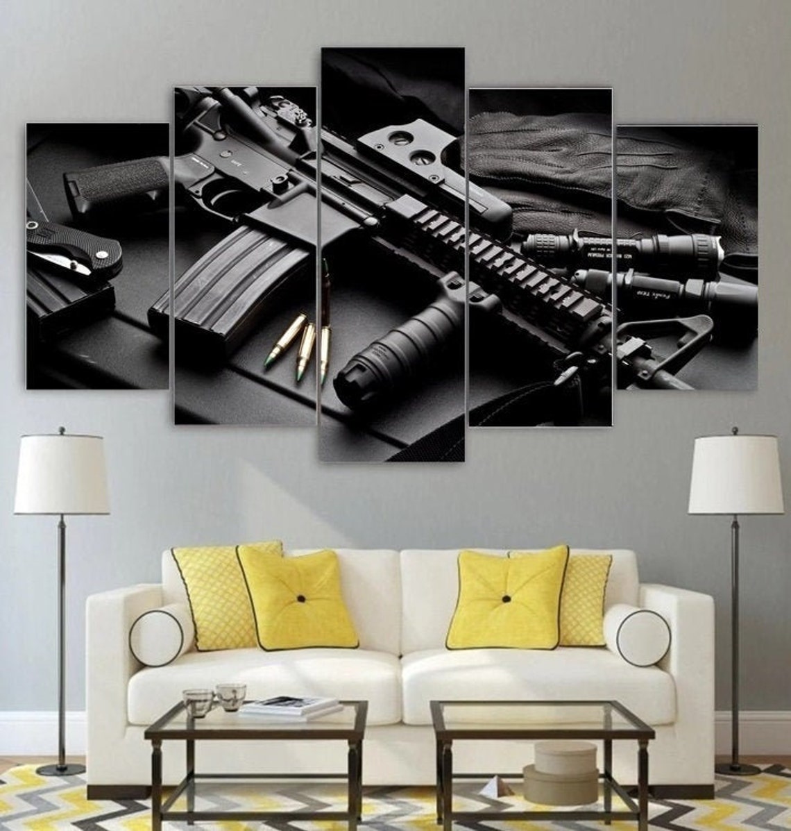 Weapons Ammo AR 15 Canvas Guns Wall Art Framed Tactical Decor | Etsy