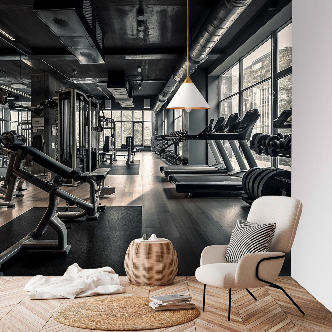 3D Fitness Gym Wall Mural Art, Exercise Room Art Peel and Stick ...