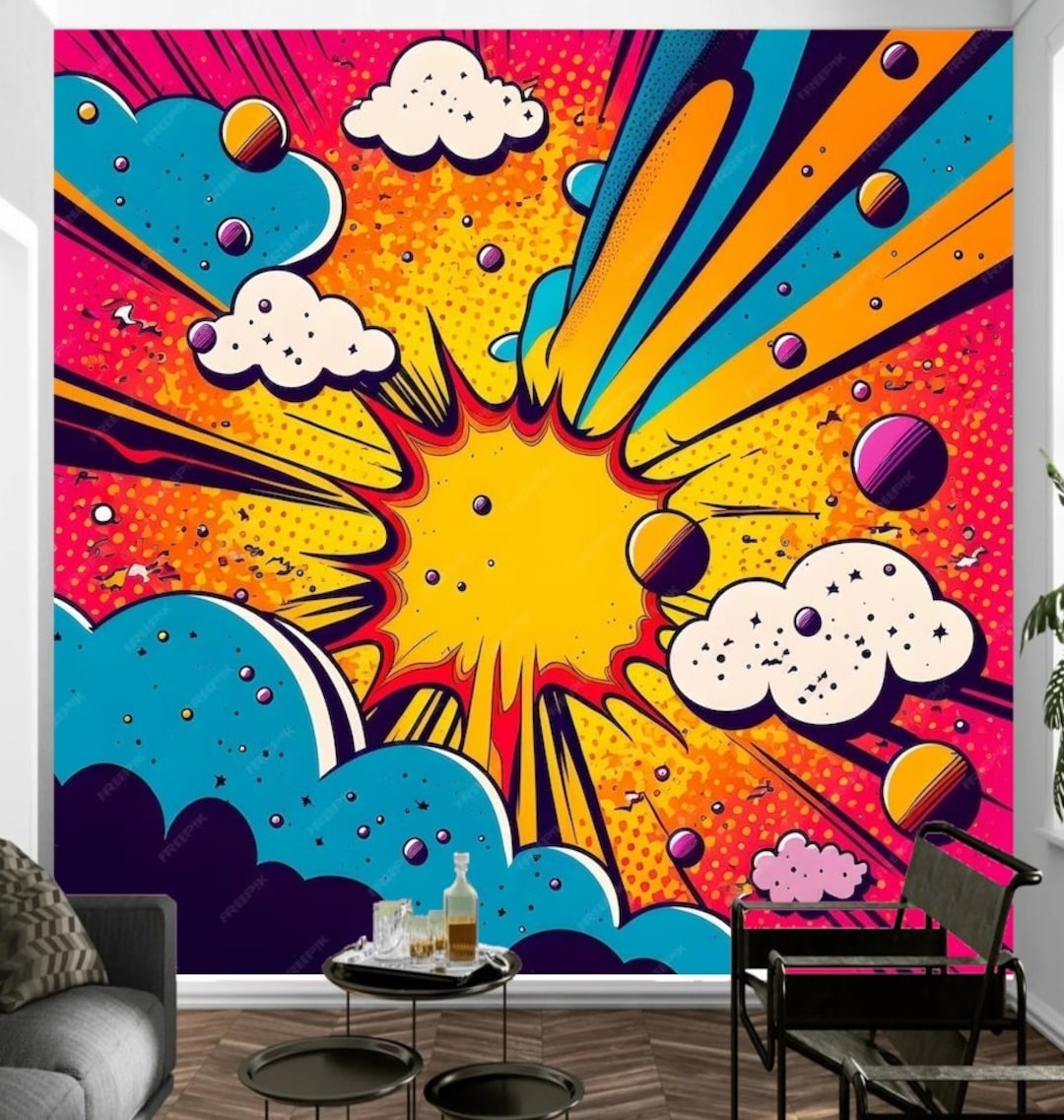 Comic Wall Mural, Pop Art Wallpaper, Large Video Game Peel and Stick ...