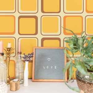 Yellow Retro 70s Wallpaper for Living Room or Bedroom, Peel and Stick ...