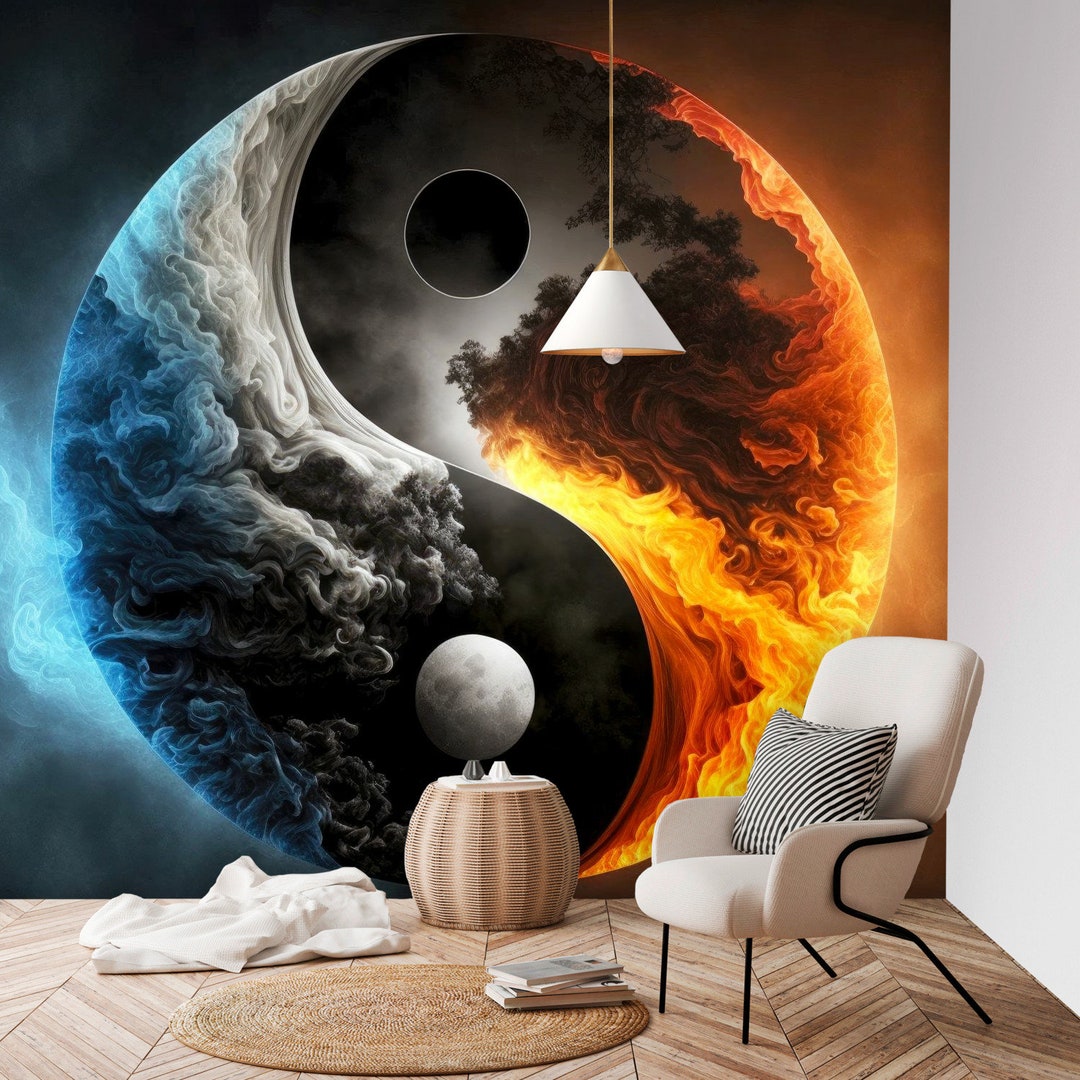Yin Yang Wall Mural, Peel and Stick Decal, Removable Wall Art Poster ...