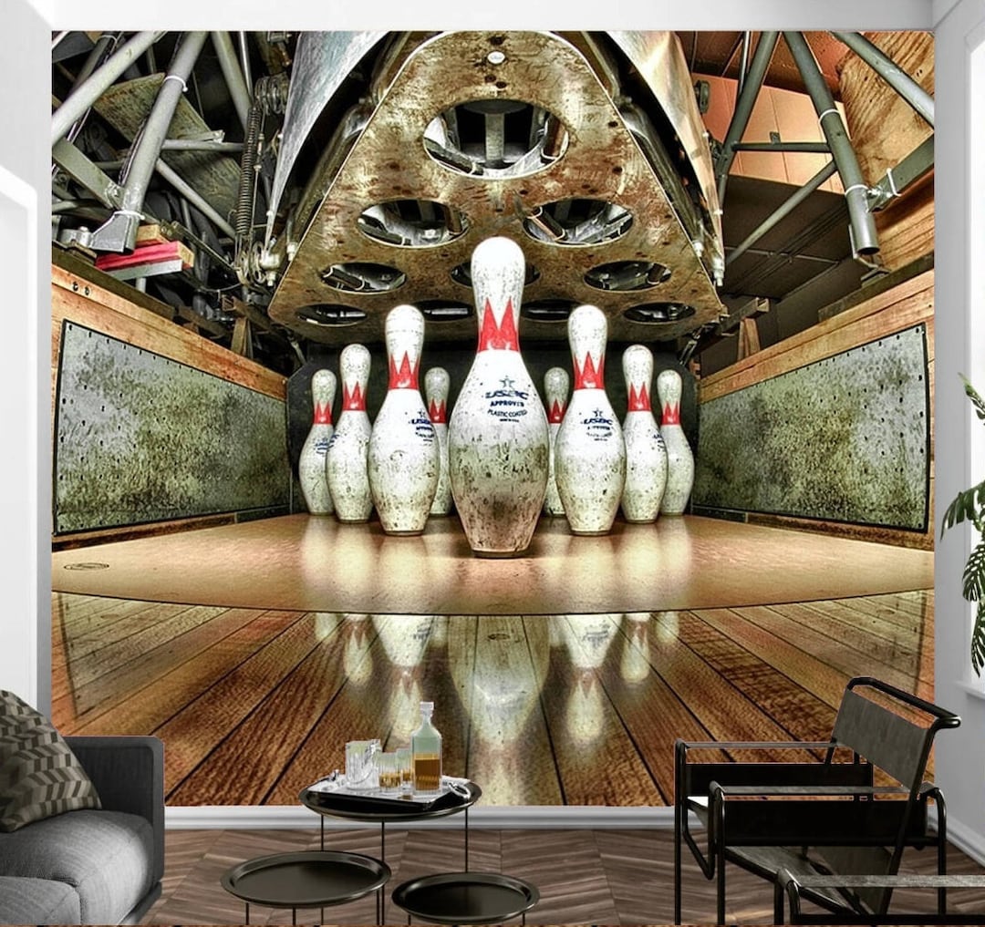 Vintage Bowling Alley Wall Mural Wallpaper, 3D Sports Peel and Stick ...