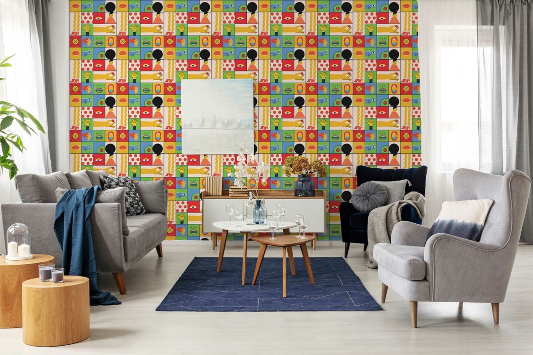 Colorful Fun Wallpaper for Home Accent Wall Peel and Stick - Etsy