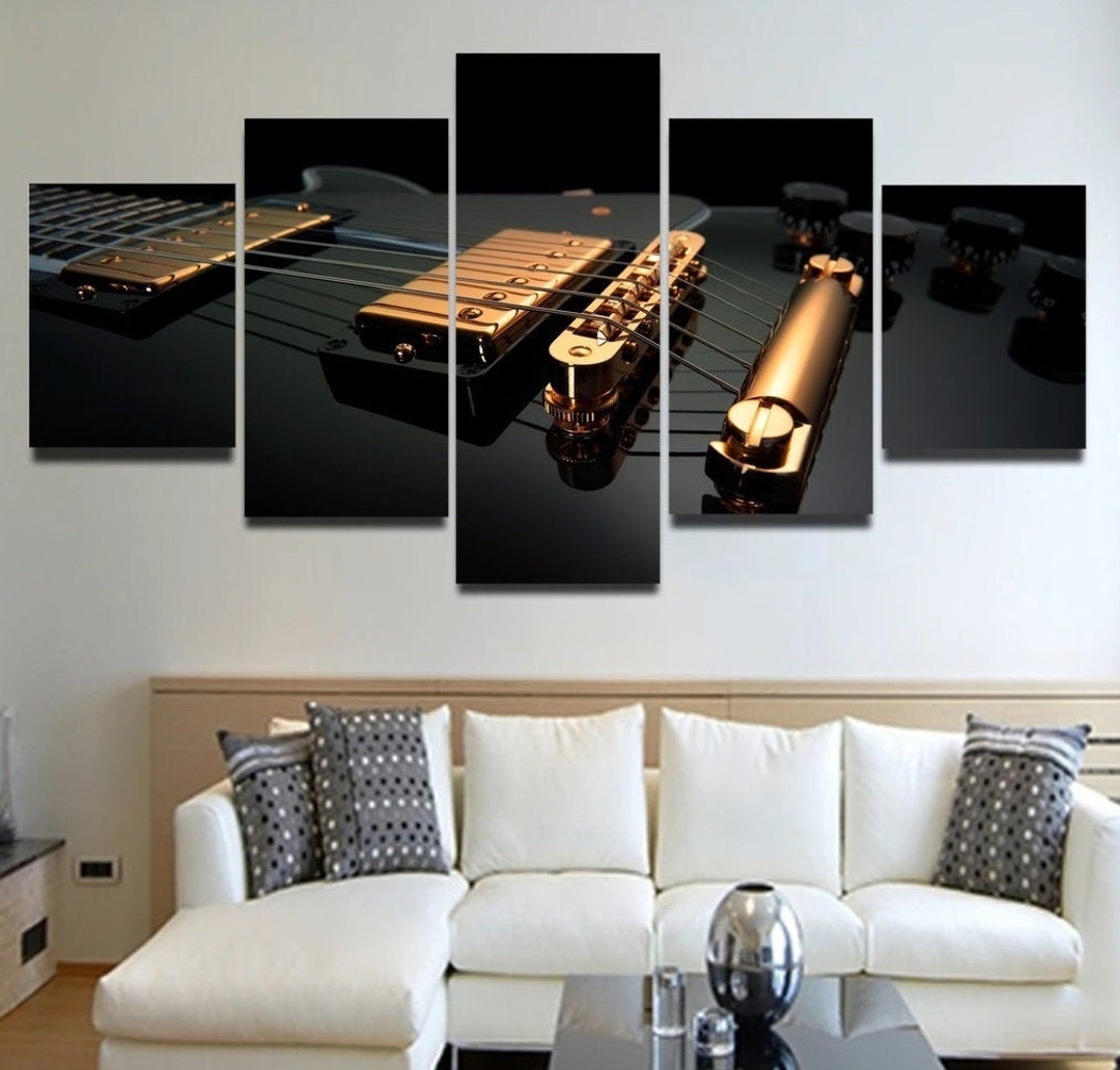 Les Paul Guitar Art Canvas Poster Framed, Guitar Wall Art Print, 5 ...