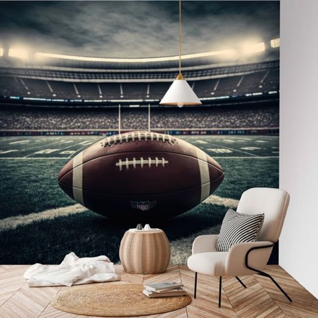 Football Wall Mural Art, Wallpaper Peel and Stick, Removable Decal Self ...