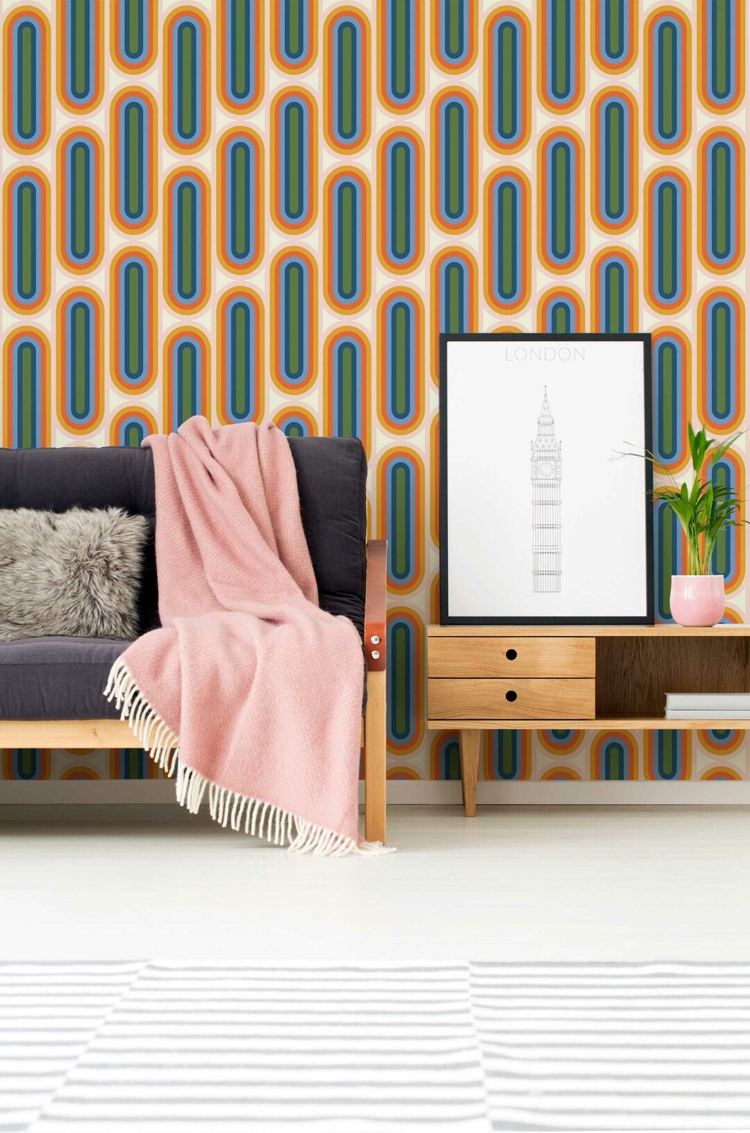 70s Wallpaper for Living Room or Bedroom Vintage Disco Peel - Etsy
