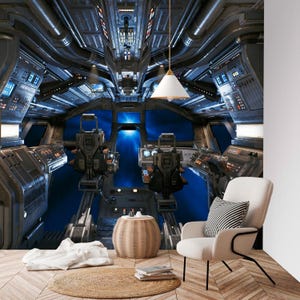 Space Station Wall Mural Spaceship Cockpit Wallpaper, Outer Space Stick ...