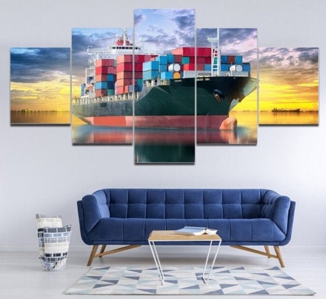 Container Ship Wall Art Framed /container Ship Decor Prints / Cargo ...