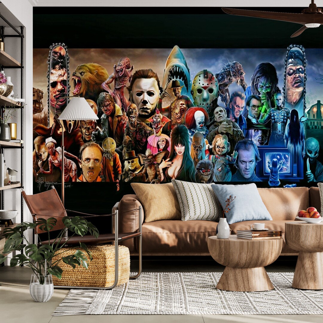 Horror Wall Mural Art, Horror Wallpaper Peel and Stick, Removable Decal ...