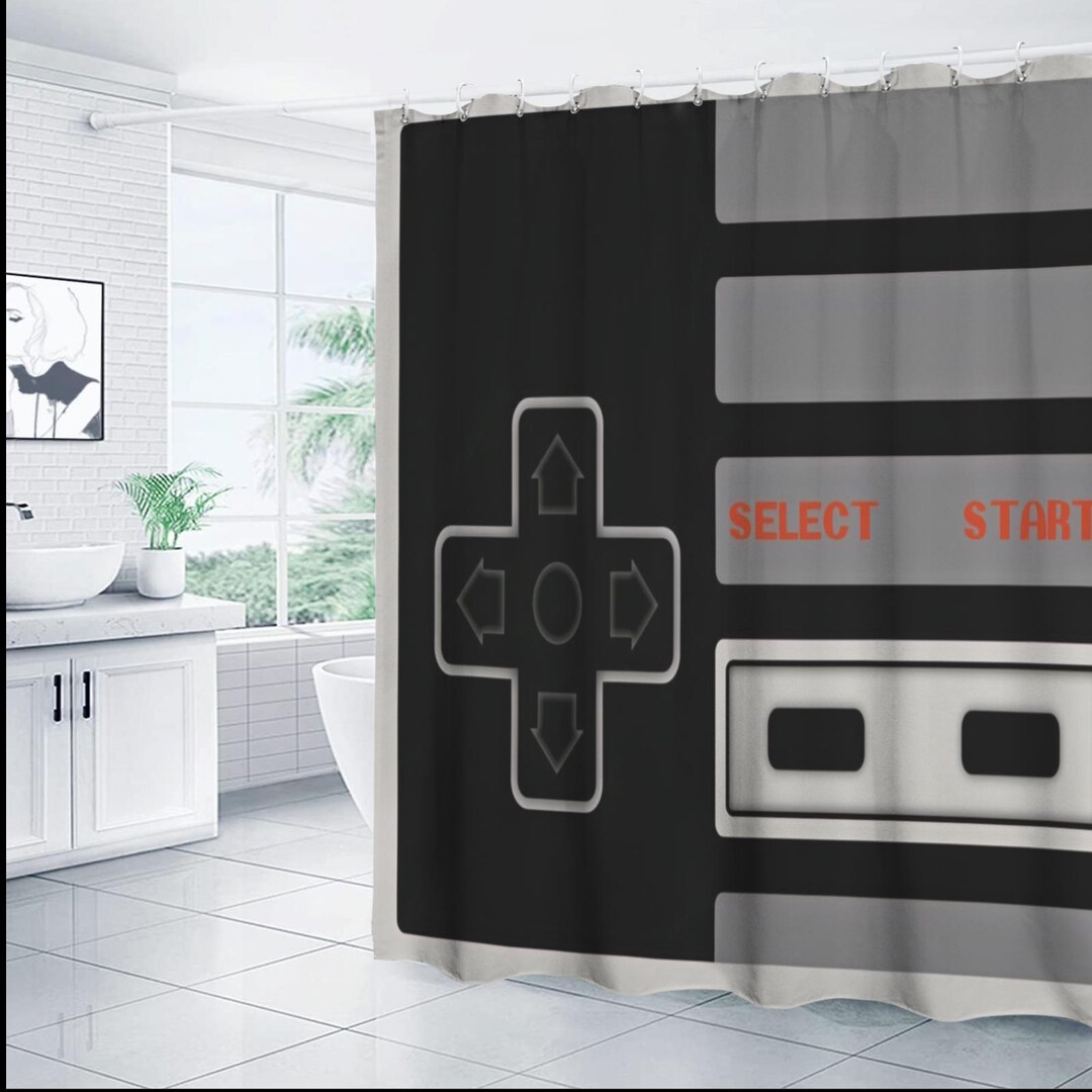 Video Game Shower Curtain, Classic Gamer Shower Curtain, Cool Curtain ...
