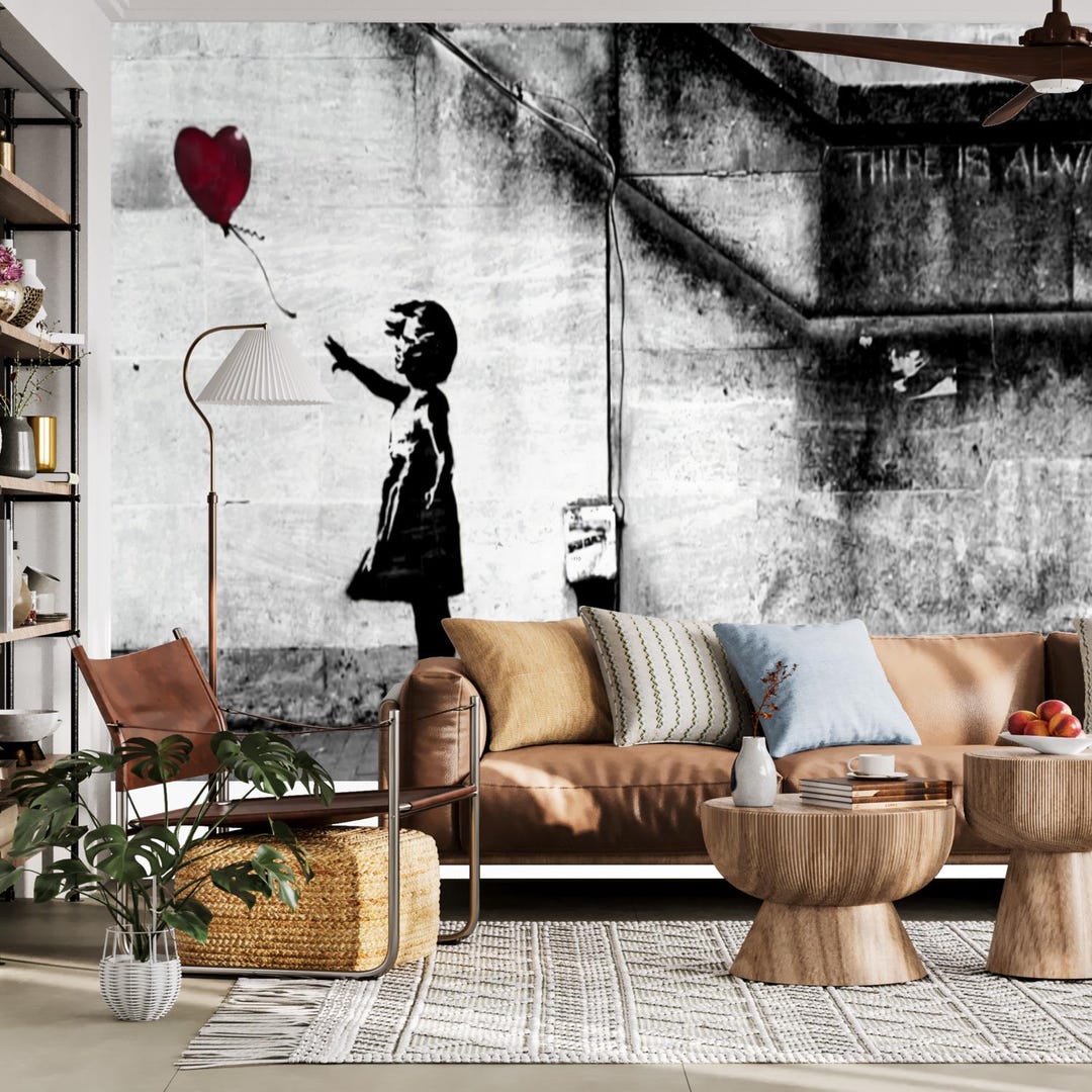 Banksy Wall Mural, Balloon Girl Street Art Wallpaper, Pop Art Removable ...