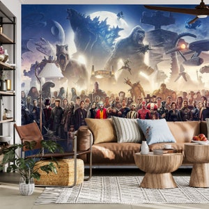Movie Collage Wall Mural, Classic Movies Wall Art Peel and Stick ...