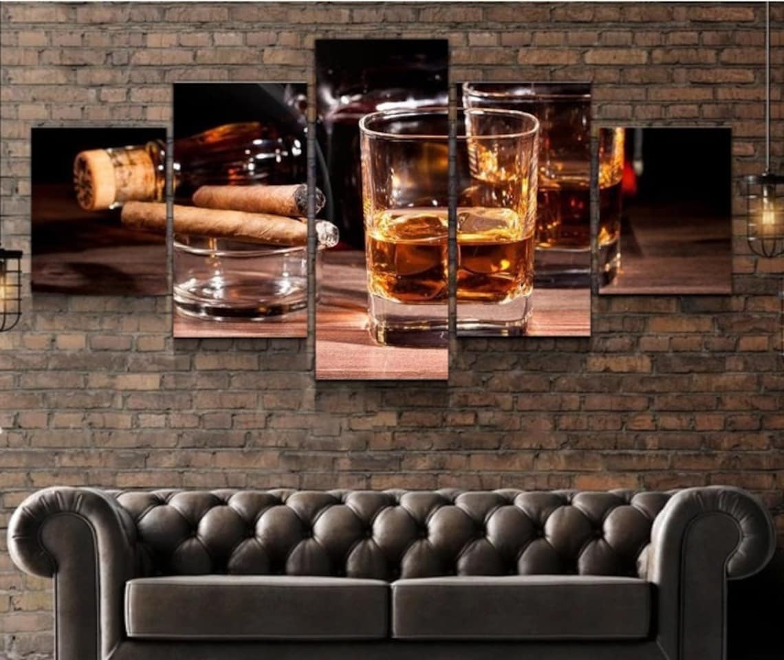 Cigar and Bourbon Wall Art Framed / Bourbon Canvas / Cigar | Etsy