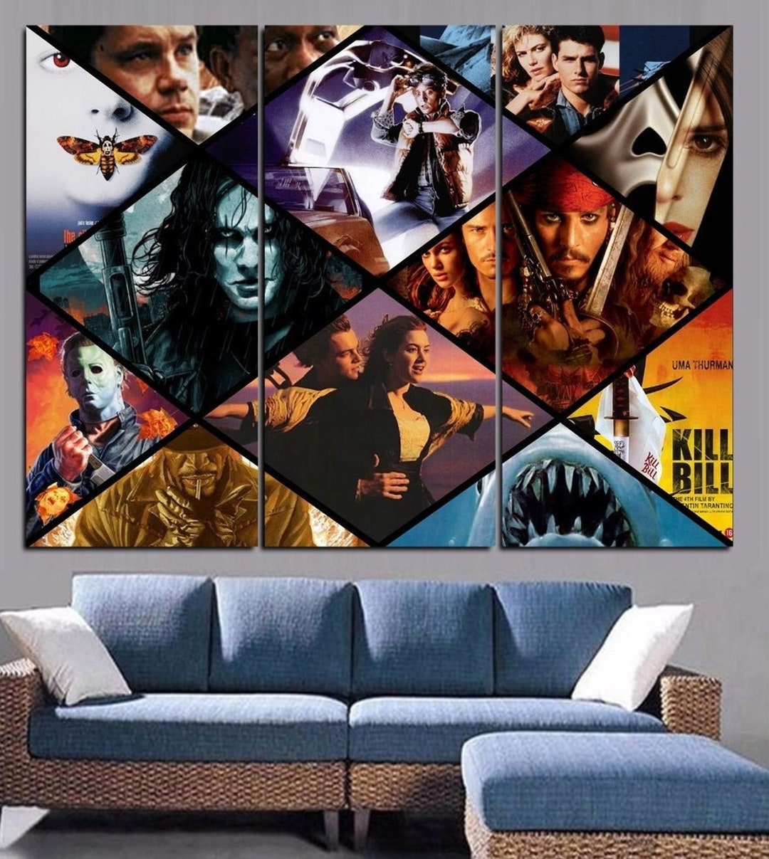 Custom Movie or TV Show Collage 3 Panel, Movie Wall Art Poster Framed ...