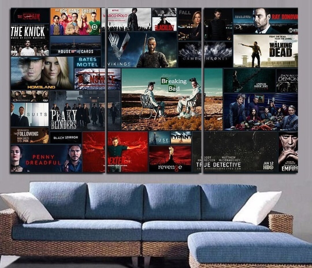 TV Show Collage Wall Art / TV Series Canvas Framed Poster / Movie ...
