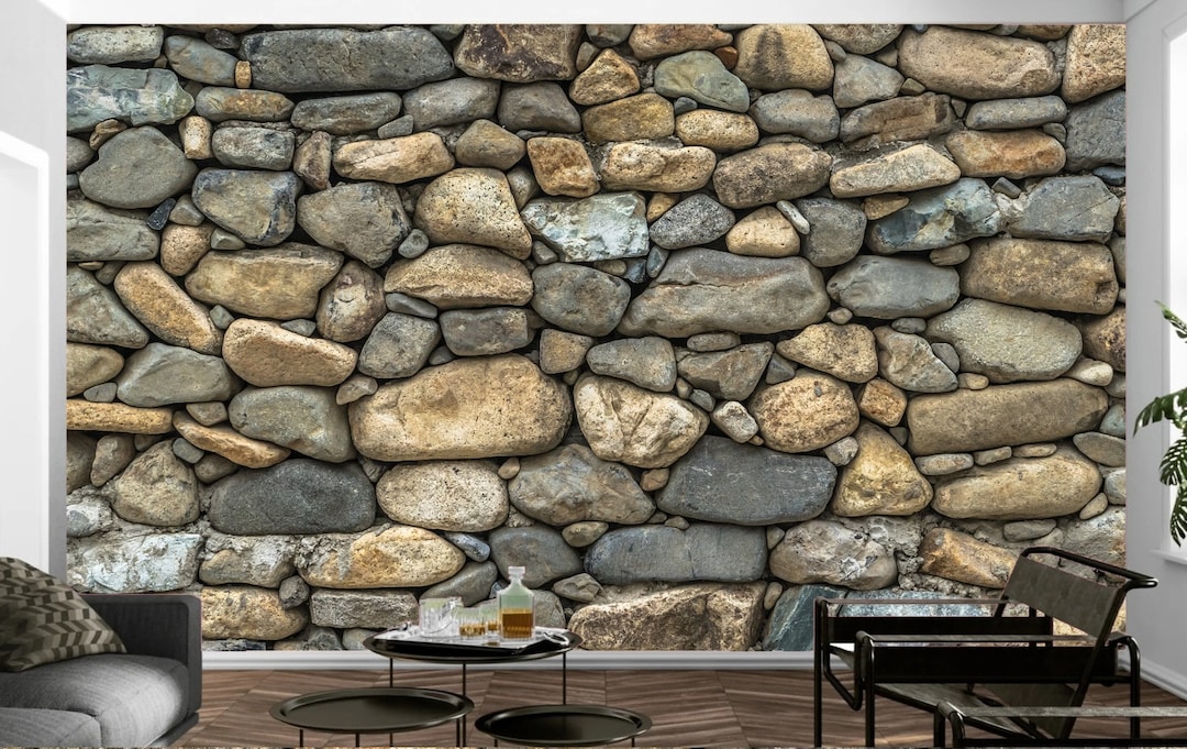 Organic Rock Wall Mural, Stones Peel and Stick Removable Art Decal ...