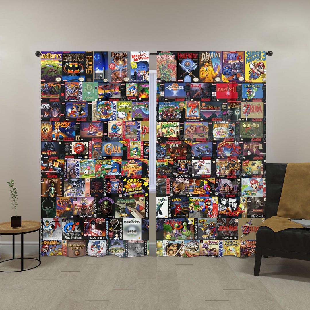 90s Gamer Window Curtains, Colorful Curtains Pop Art Home Decor, Video ...