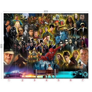 Movie Collage Wall Mural, Classic Movies Wall Art Peel and Stick ...