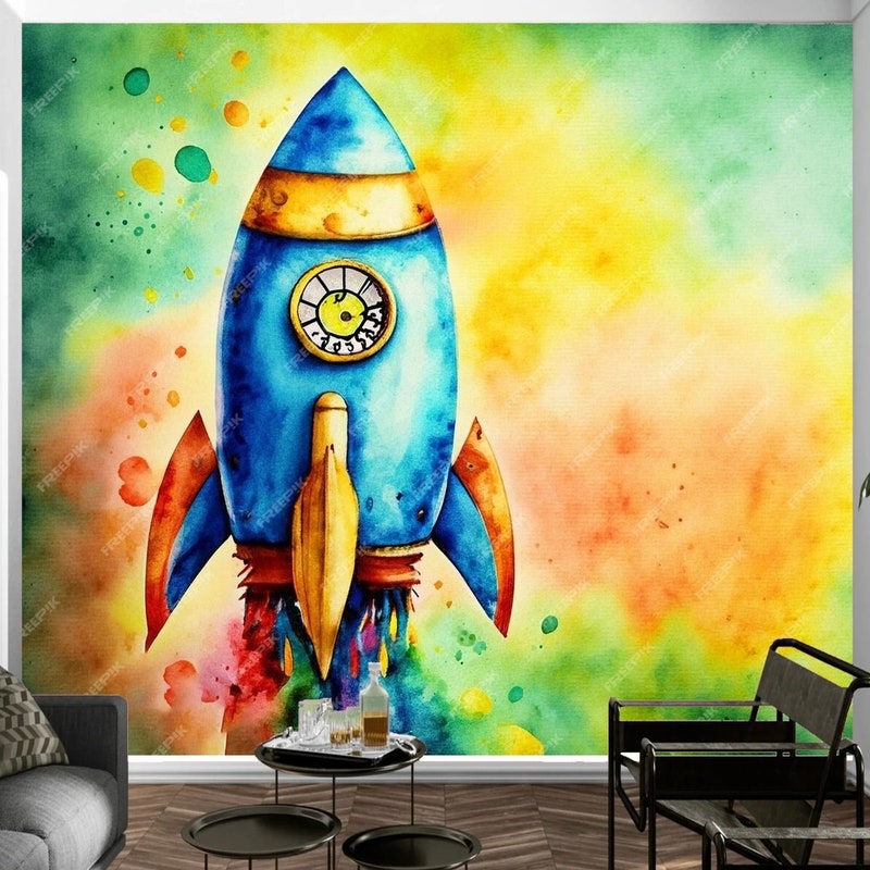 Rocket Ship Art - Etsy