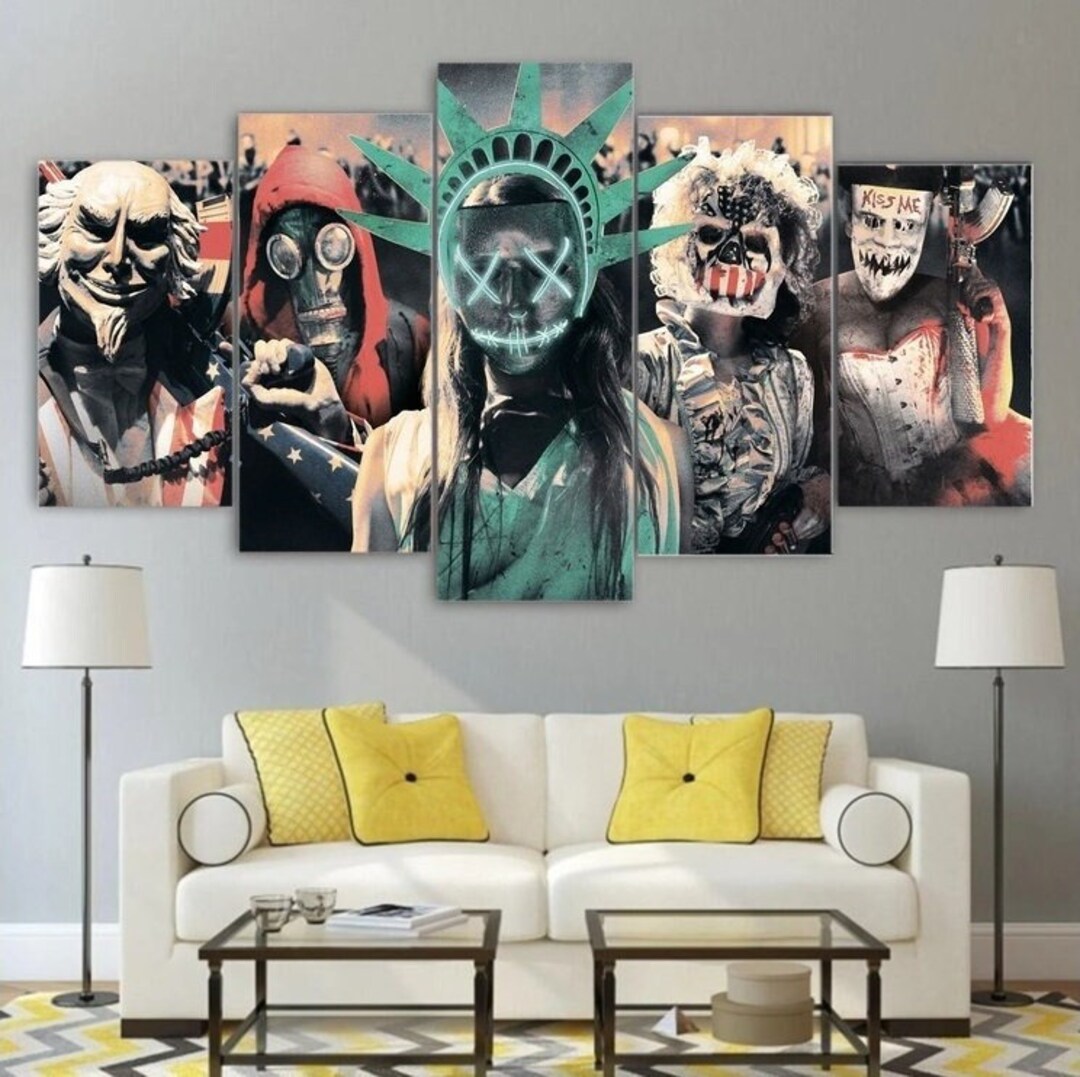 Horror Movie the Purge Wall Art, Horror Canvas Framed, 5 Piece ...