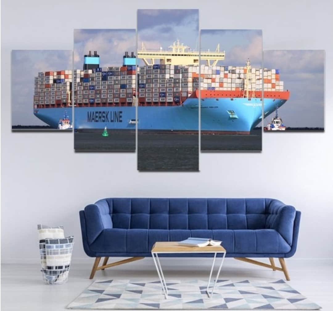 Container Ship Canvas Framed /container Ship Wall Art Painting / Cargo ...