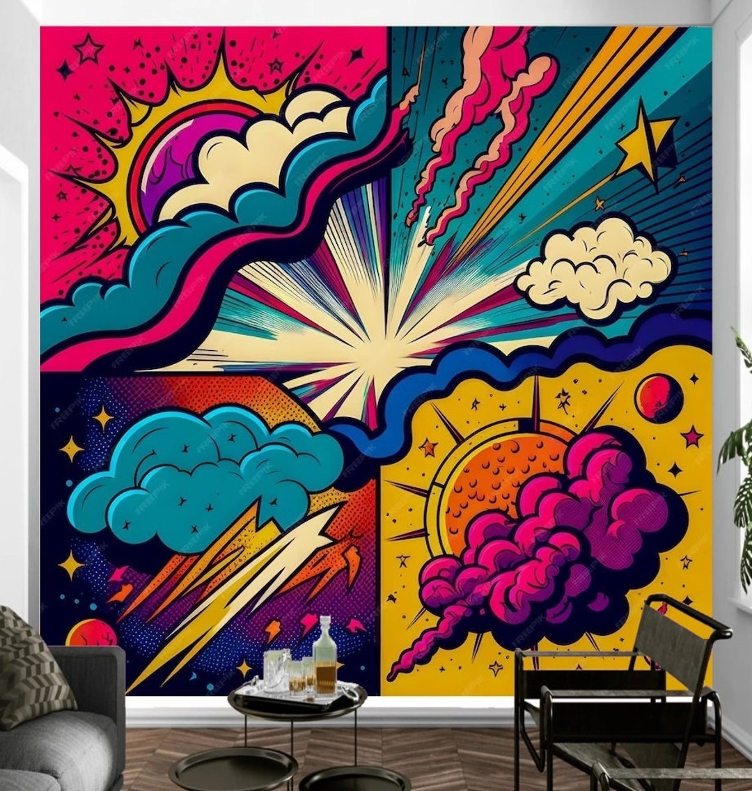 Pop Art Comic Wall Mural Wallpaper, Large Video Game Peel and Stick ...